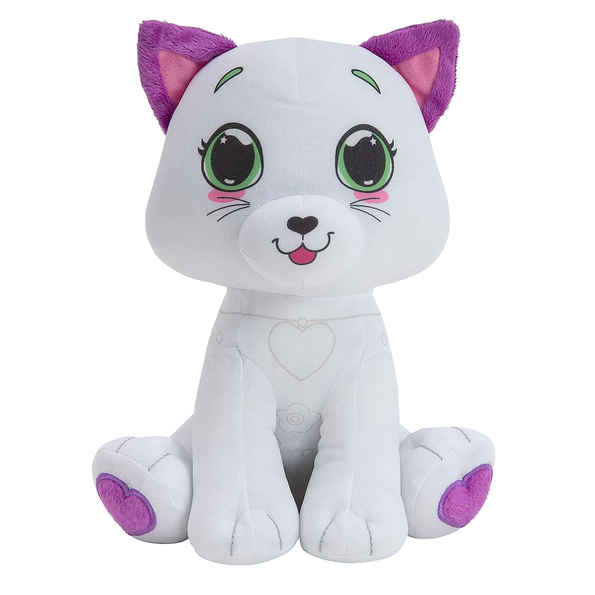 Crayola Deluxe Color ‘N Plush Kitty, 10” Stuffed Animal - Draw, Wash, Reuse – with 2 Ultra-Clean Washable Fine Line Markers, 1 Broad Line Marker, 1 Washable Stamp Marker
