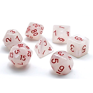 Polyhedral DND Dice Set Pearl Dice for Dungeons and Dragons, Pathfinder, D&D, RPG, MTG,7-Die Set Role Playing Games Dice(with Glitter)