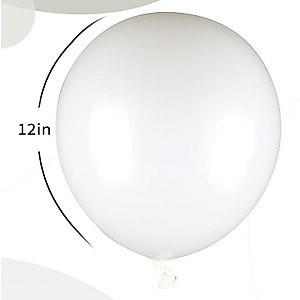 110pcs White Balloons, 12inch White Latex Balloons, Helium Quality for Birthday Anniversary Bachelorette Party Decorations (With 2 White Ribbons)
