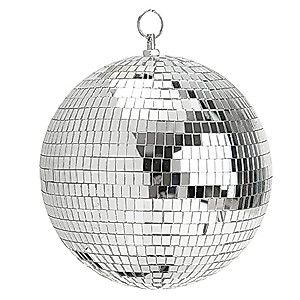 Mirror Disco Ball, Stage Lightning Effect Ball with Hanging Ring for DJ Club Stage Bar Party, Wedding Decoration (Silver - 8 inch)