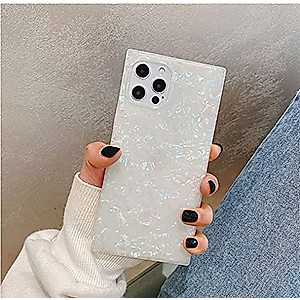 YTanazing Square iPhone 11 Glitter Case for Women,Opal Marble Pattern Cute Luxury Sparkle Design Case Protective Case Cover for iPhone 11-6.1 inch