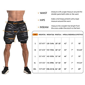 KLINNFENR Mens 2 in 1 Gym Running Shorts 7 inch Lightweight Athletic Workout Clothes for Men Quick-Dry Shorts with Zipper Pockets,Black L