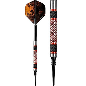 DESIGNA DARTS Solor Rays V2 | 90% Tungsten Barrel Soft Tip Dart Set with Shafts and Flights, M1, 20g (D9421)