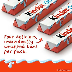 Kinder Chocolate, 18 Four Count Packs, Milk Chocolate Bar with Creamy Milky Filling, Individually Wrapped Candy, 1.8 oz Each