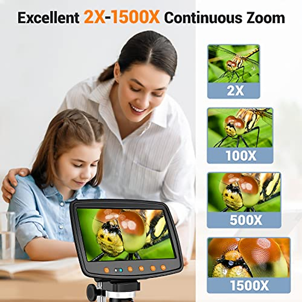 Leipan Digital Microscope with 7" LCD Screen,1500X Magnification Soldering Microscope with HDMI,Coin Microscope with 12MP Image Sensor,Windows/Mac/TV Compatible（32GB Card）