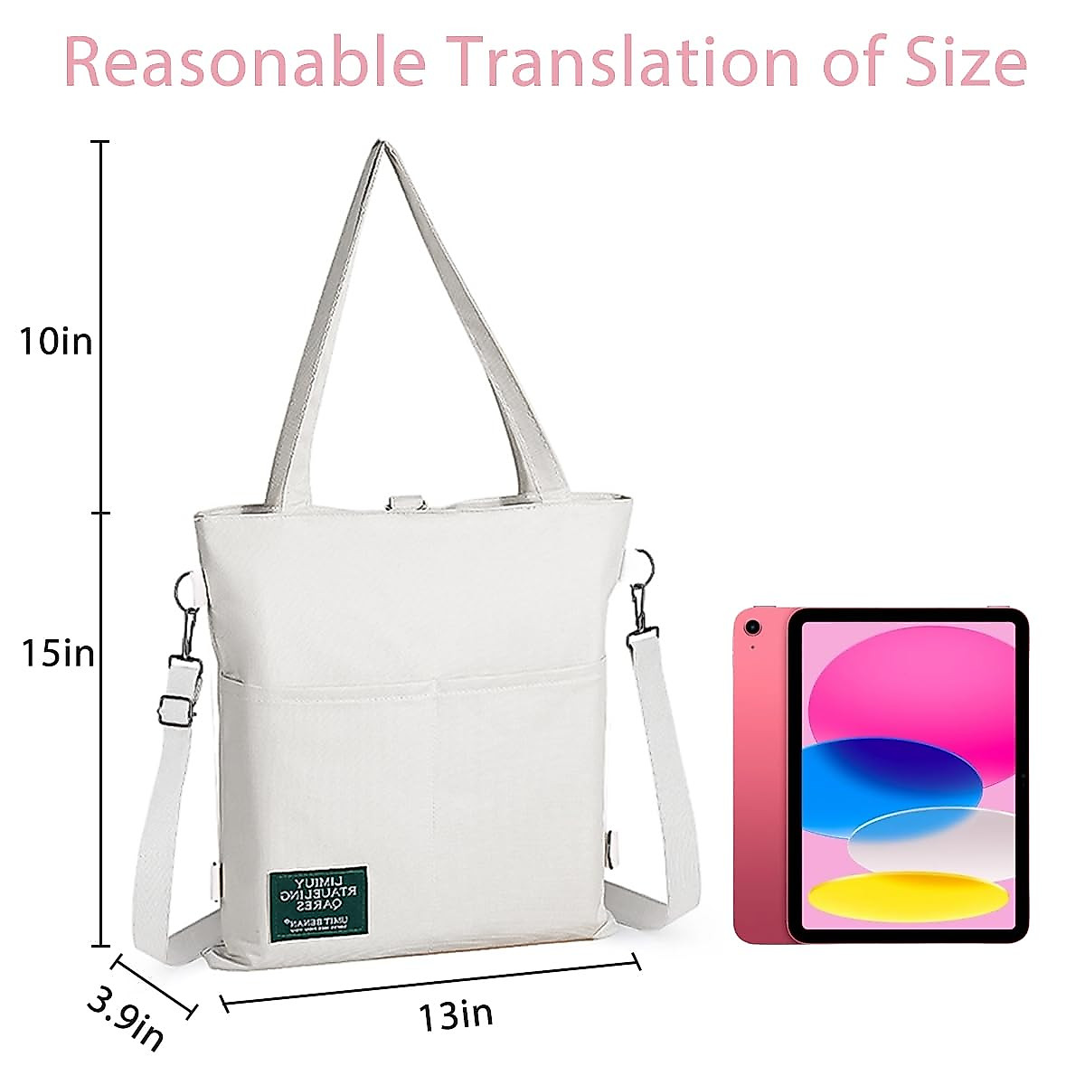 Canvas Tote Bags 2 Pcs Cute Shoulder Bags with Inner Pocket for Women, Multi-Purpose Reusable Canvas Bags Use For Grocery Bags,Shopping Bags,Gym,DIY Gift Bags