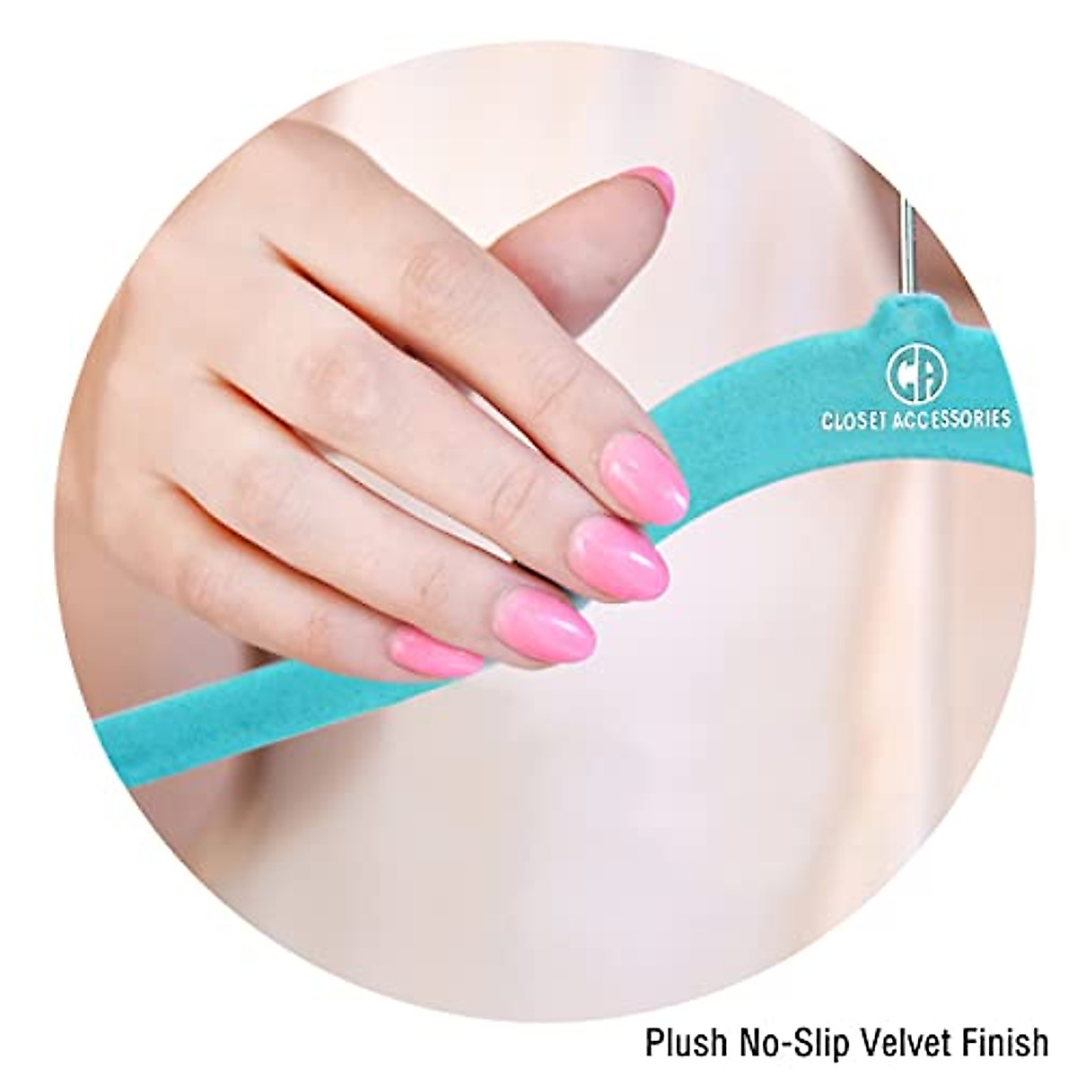 Velvet Hangers, Sturdy and Space Saving Hanger. Blue (Aque). 50 Pack