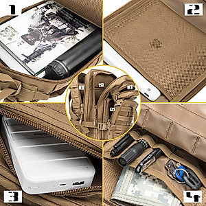 XWLSPORT Small Military Tactical Backpack 30L Assault Backpack Tactical Bag Coyote