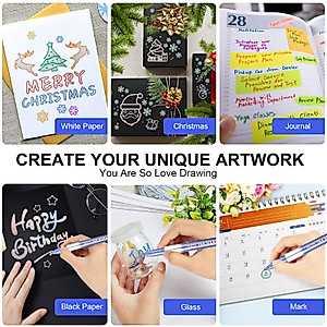 JFSJDF Outline Markers Pens, 8 Colors Double Line Markers Sel-outline Metallic Markers Shimmer Markers for Art, Christmas Stocking Stuffers, Greeting Cards, DIY, Scrapbook, Easter Egg