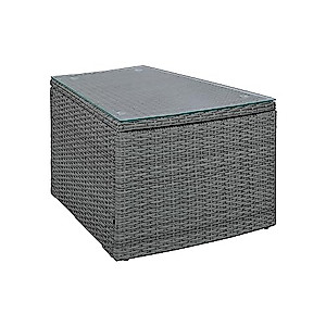 DHPM 10-Piece Half-Moon Sectional Patio Furniture Set Curved Outdoor Sofa with Tempered Glass Round Coffee Table, Light Gray