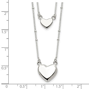 IceCarats 925 Sterling Silver 2 Strand Heart Love Dangling Chain Necklace