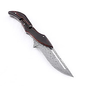 JEABROTHER VG10 Damascus Knife Mechanical Folding Knife Fixed Blade Outdoor Tool Knife