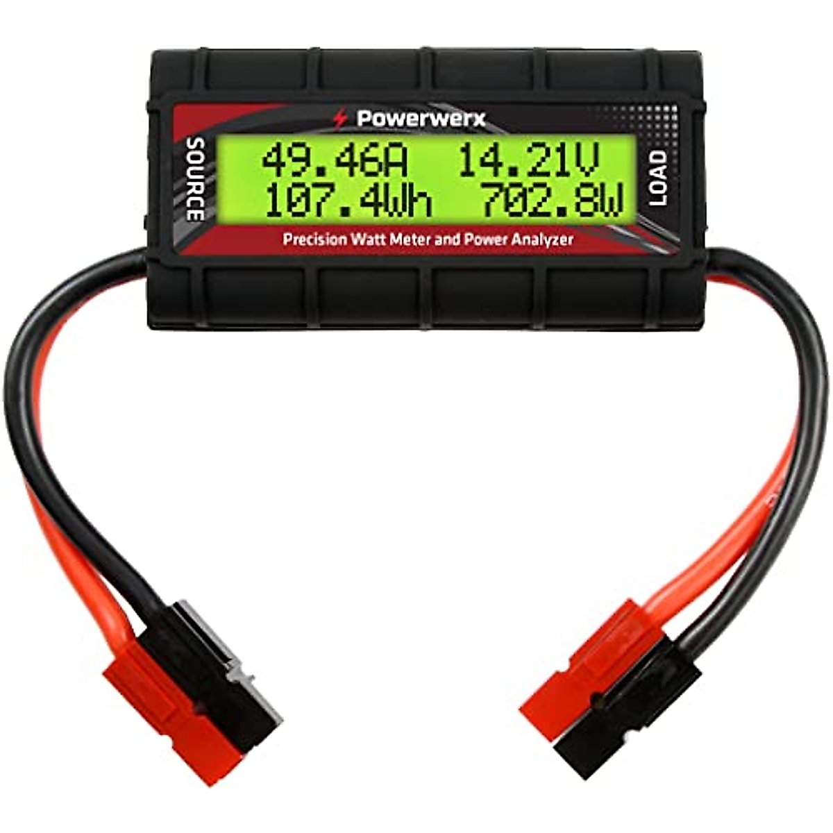 Powerwerx Watt Meter-PP, DC Inline Power Analyzer, 45A Continuous, 12 Gauge with Anderson Powerpole Connectors
