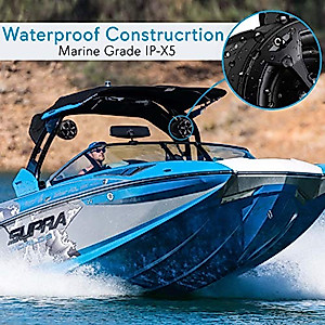 Pyle 4” Waterproof Off-Road Bluetooth Speakers -800W Power w/ Amplified Speaker System for ATV/UTV,Aux (3.5mm) Input Jack,Marine Grade Weatherproof,Great for Use w/all 12V Vehicles- PLUTV43BTA ,Black