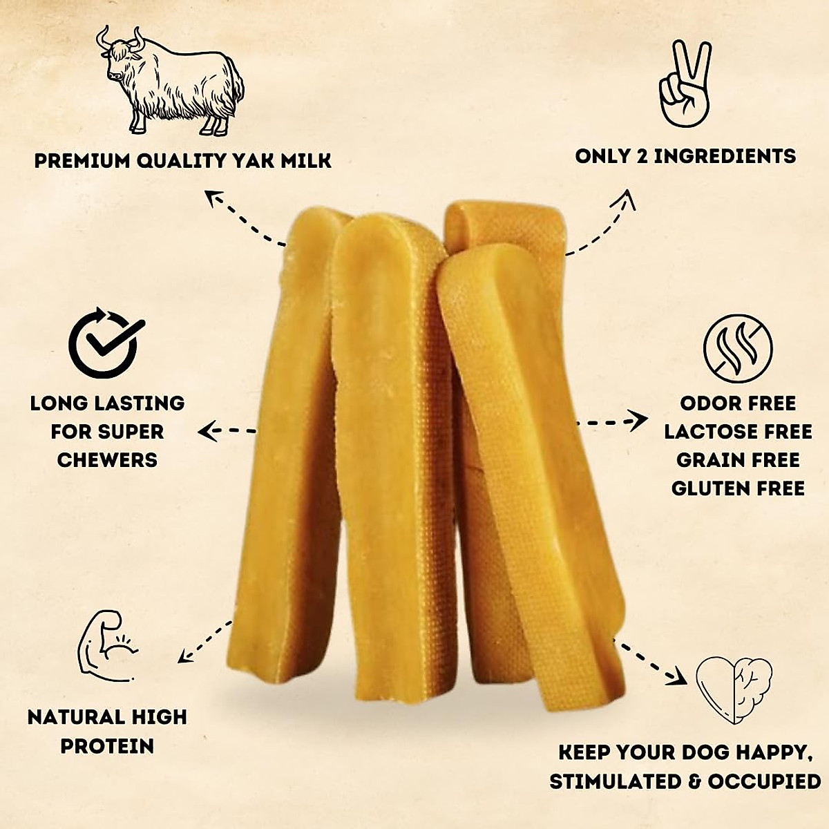Back 40 Dogs Himalayan Yak Cheese Dog Chews – Long-Lasting Natural Chews for Aggressive Chewers – 2-Ingredient, High Protein, Odorless, Dental Health Treats for Dogs (Large, 4 Pack)