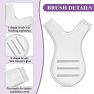48 Pieces Y Shape Eyelash Brush Lash Perm Lift Brush Makeup Beauty Tool for Lash Grafting Eyelash Extension Cleanup Supplies (Transparent)