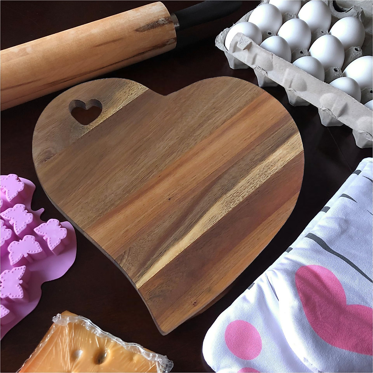 Heart Shaped Charcuterie Board - Heart Charcuterie Board Chautierre Board Brisket Cutting Board Charcuterie Meat And Cheese Platter Unique Cheese Board Wooden Cutting Board Cool Cutting (Acacia Wood)