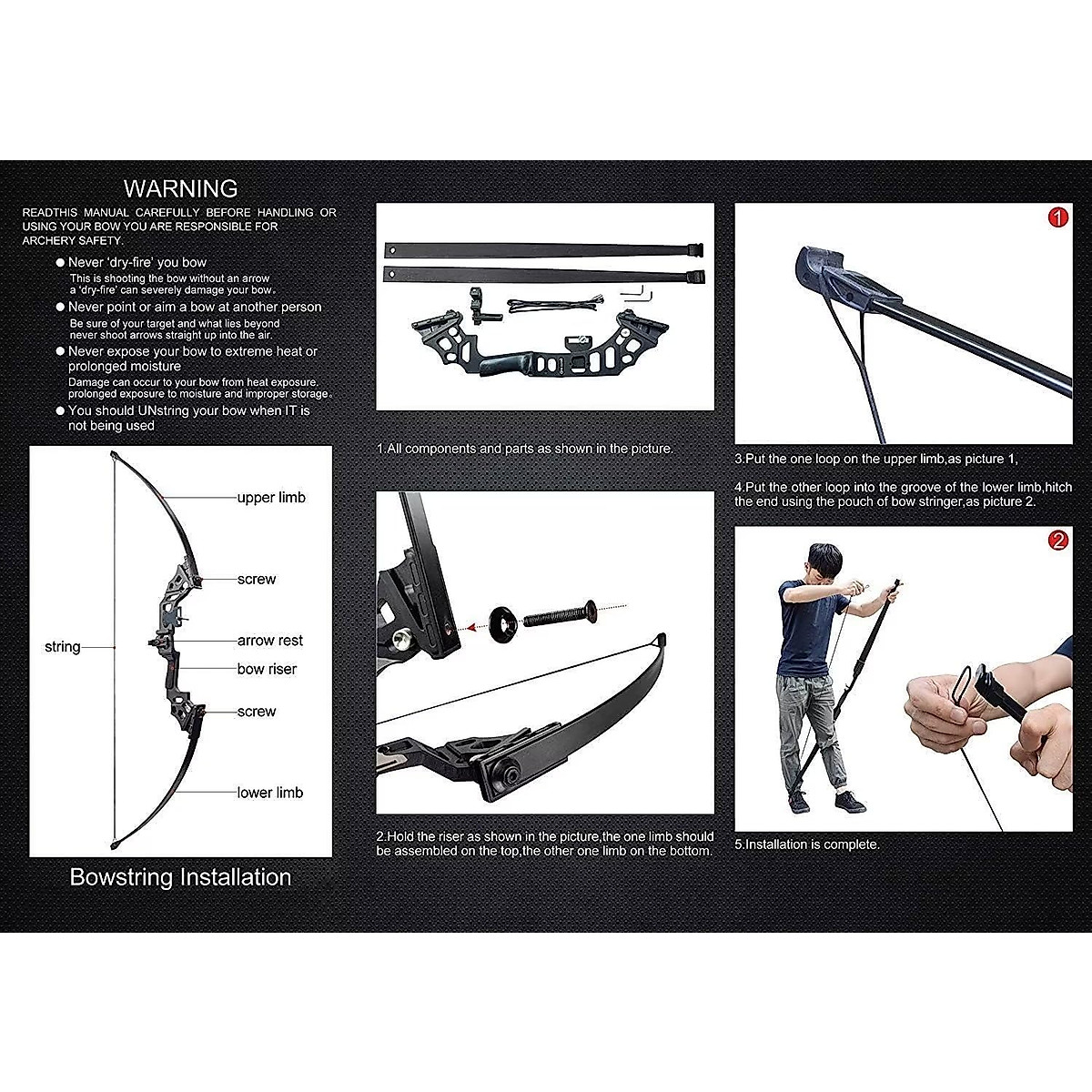 Archery Bows for Adults, Takedown Aluminum Alloy Riser Bow and Arrow Set for Adults Beginners, 30 40 Lbs Right Hand Archery Set with 12 Arrows Recurve Kit