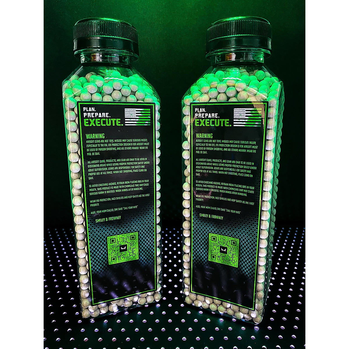 Smiley Gang Airsoft Tracer Green 6mm .25 Gram 2X 2,500 Count BBS (5,000 Total Count)