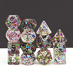 Haxtec DND Dice Set 7PCS Polyhedral D&D Dice for Roleplaying Dice Games as Dungeons and Dragons (Confetti-2Pack)