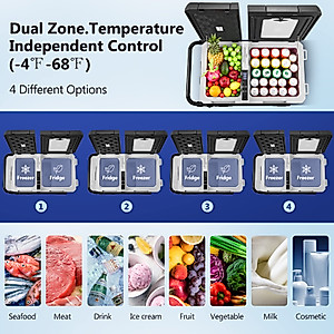 AAOBOSI 12 Volt Car Refrigerator-Portable Car Fridge Freezer Dual Zone APP Control,60 Quart (57L) -4℉-68℉ Electric Compressor Cooler 12/24V DC and 100-240V AC