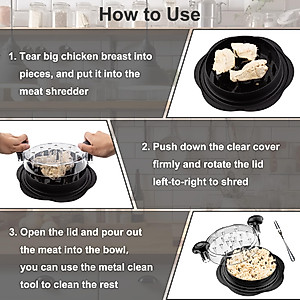 SURETIVIAN Chicken Shredder Large Chicken Breast Shredder Tool Twist with Brush&Fork, Visible Meat Shredder Machine, Strong Anti-Slip Strip, Ergonomic Handle, BPA Free, Suitable for Pork Beef Chicken