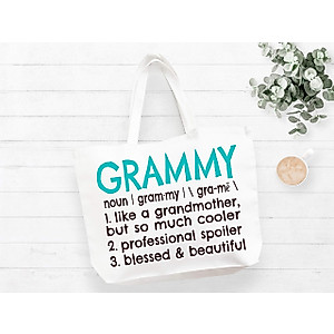 COCOVICI Grammy Tote Bag | Grammy Definition | Grandma Gifts | Grammy Gifts | Grammy Christmas Gift | Christmas Gift from Grandkids (Grammy Definition Turquoise/Black Font)