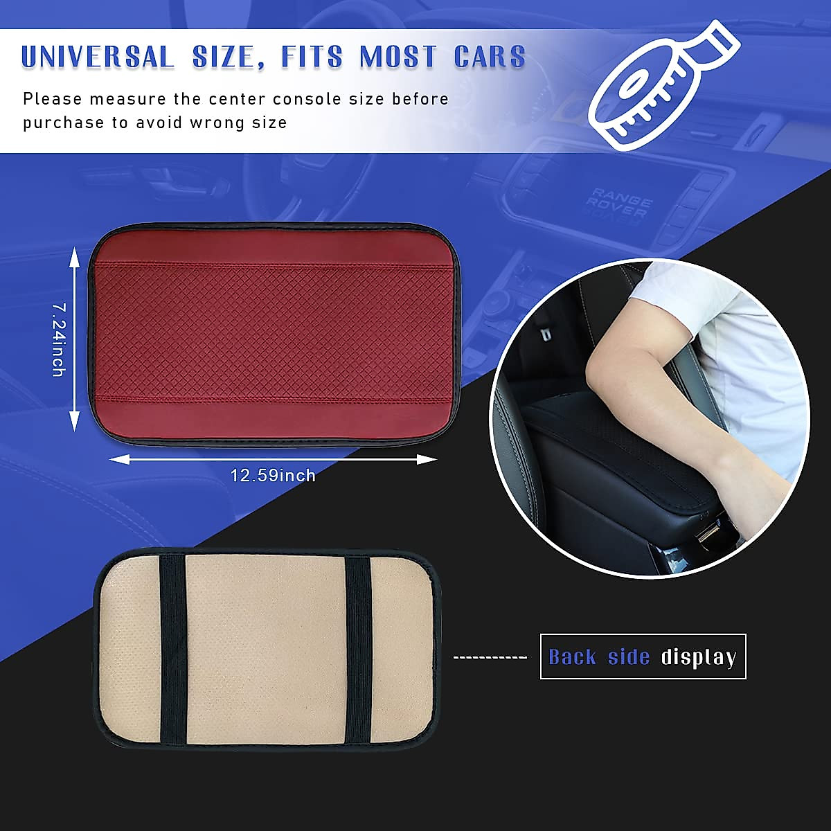 Ziciner Leather Car Center Console Armrest Pad, PU Waterproof Auto Seat Box Cover Protector, Hand Rest Cushion Protection Pad, Vehicles Interior Accessories Universal for Car,SUV (Wine Red)