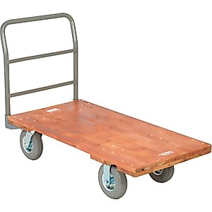 Global Industrial Platform Truck w/Hardwood Deck, 48 x 24, 1200 Lb. Capacity, 8" Pneumatic Casters