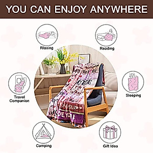 Gifts for Girlfriend Ultra Soft Blanket Anniversary for Her I Love You to The Moon and Back Birthday Romantic Gift for Couples Light Weight Throw 60'' x 50''