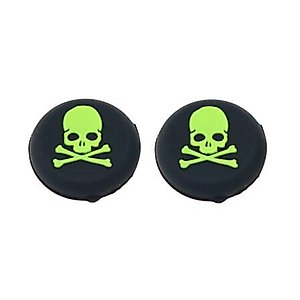 Silicone Skull Thumb Grip Cap Gamepad Joystick Cover Case for Sony PS3 PS4 Slim Pro Xbox One Xbox 360 Controller (Green)