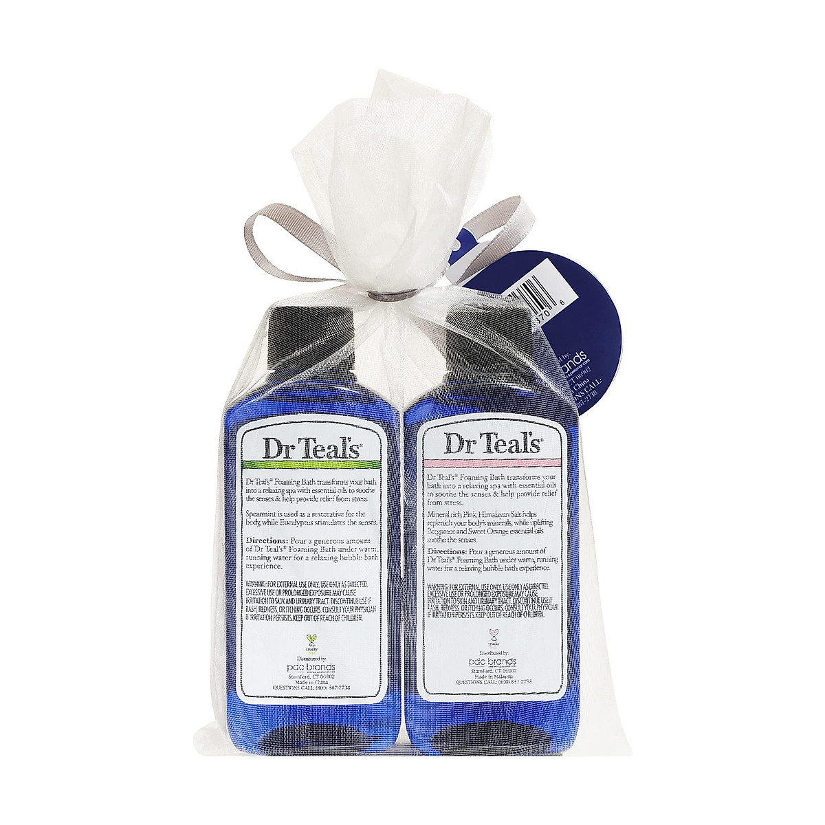 Dr Teal's Foaming Bath Holiday Gift Combo Pack (6 fl oz Total): Restore & Replenish with Pink Himalayan Salt and Relax & Relief with Eucalyptus and Spearmint. Treat Your Skin, Senses, and Stress