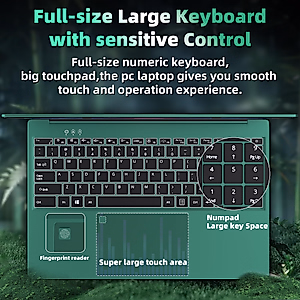 Versatile 16" Green Laptop, Win 11 Pro/Office 2019, Celeron N5105, 16GB RAM, 1TB SSD, FHD IPS Display, Backlit KB, Fingerprint Unlock, USB 3.0, HDMI, Perfect for Work, Play, and Creative Ventures!