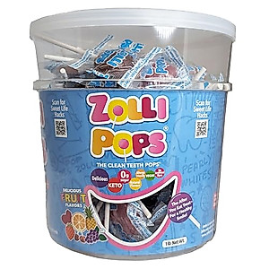 Zollipops Clean Teeth Pops, Anti Cavity Lollipops, Delicious Assorted Flavors, 1 LB Tub