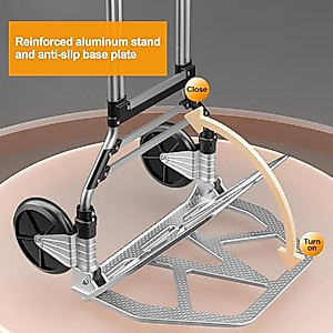 Smartmak Portable Dolly Cart, 352 lbs Capacity Heavy Duty Aluminum Folding Hand Truck with Silent Large Rubber Wheels, for Home, Office, Moving Warehouse