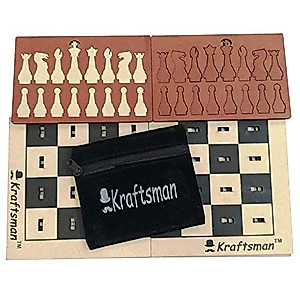 MilesMagic Wooden Portable Chess Board Set | Professional Pieces with Splittable Tray and Storage Bag | Traveller Chess Game for Age Groups (11.5x11.5 Inches)