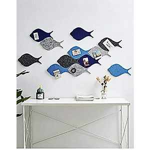 Cork Board Tiles, 8 Pcs Felt Bulletin Boards - Bonus Pins, Decorative Fish Felt Wall Notice Stickers - Memo Notes Photos Goals Pictures Drawing Kindergarten Home Creative Office Decor Sofa Wall Decal