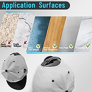 ZHWKMYP 8 Pcs Hat Rack, Adhesive Black Hat Hooks for Wall, Hat Rack Wall Mount for Baseball Caps Boys Room