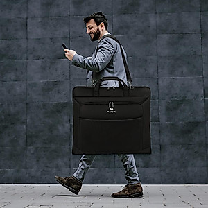 MATEIN Garment Bag for Travel, Large Carry on Garment Bags with Strap for Business, Waterproof Hanging Suit Luggage Bag for Men Women, Wrinkle Free Suitcase Cover for Shirts Dresses Coats, Black