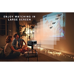 FUSION5 Native 1080p Projector with WiFi and Bluetooth - Support 4K 250" Display Projector - 7000 Lumens Portable Movie Projector with Speakers - USB, HDMI, Android, iOS, TV Stick Compatible