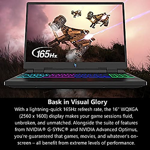 Acer Nitro 16 Gaming Laptop | AMD Ryzen 9 7940HS Octa-Core CPU | NVIDIA GeForce RTX 4070 Laptop GPU | 16" WQXGA 165Hz IPS Display | 16GB DDR5 | 1TB Gen 4 SSD | Wi-Fi 6E | RGB Backlit KB | AN16-41-R5KC