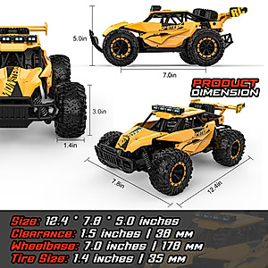 BLUEJAY Remote Control Car for Boys, RC Cars, 1:12 Monster RC Truck Off Road with LED Headlight and Rechargeable Battery Gifts for Adults Boys 8-12