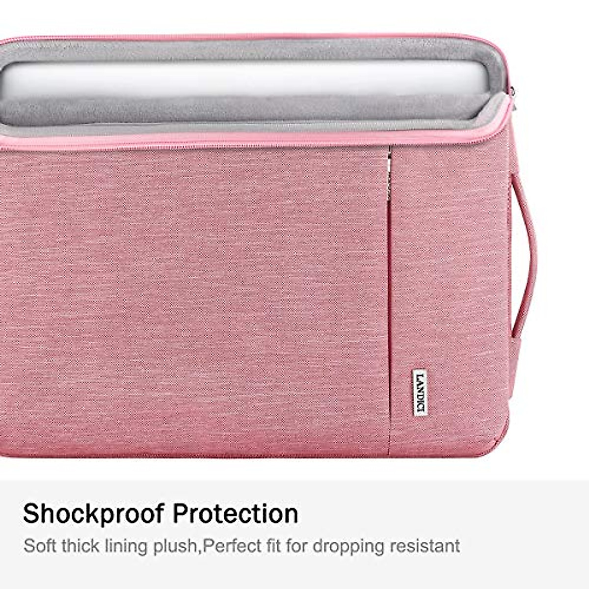 LANDICI 360° Protective Laptop Sleeve 13-14 Inch, Computer Bag Carrying Case for MacBook Air 13 M1/2022 M2, MacBook Pro 13/14 2021, Chromebook 14, Women, Slim, Shockproof, Waterproof, Pink