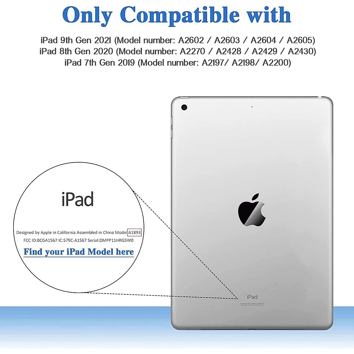 LTROP Kids Case for iPad 9th/ 8th/ 7th Generation (2021/2020/ 2019), iPad 10.2 Case for Kids, Shockproof Handle Stand Case for iPad 9/8/ 7 Gen 10.2 Inch - Blue