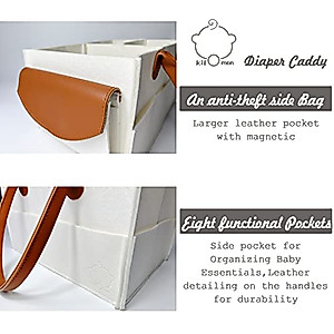 kilomon Baby Diaper Caddy Organizer - Diaper Organizer Caddy for Car and Nursery Storage Bin, Diaper Organizer for Changing Table Diaper Caddy for Baby Girl boy with Handle