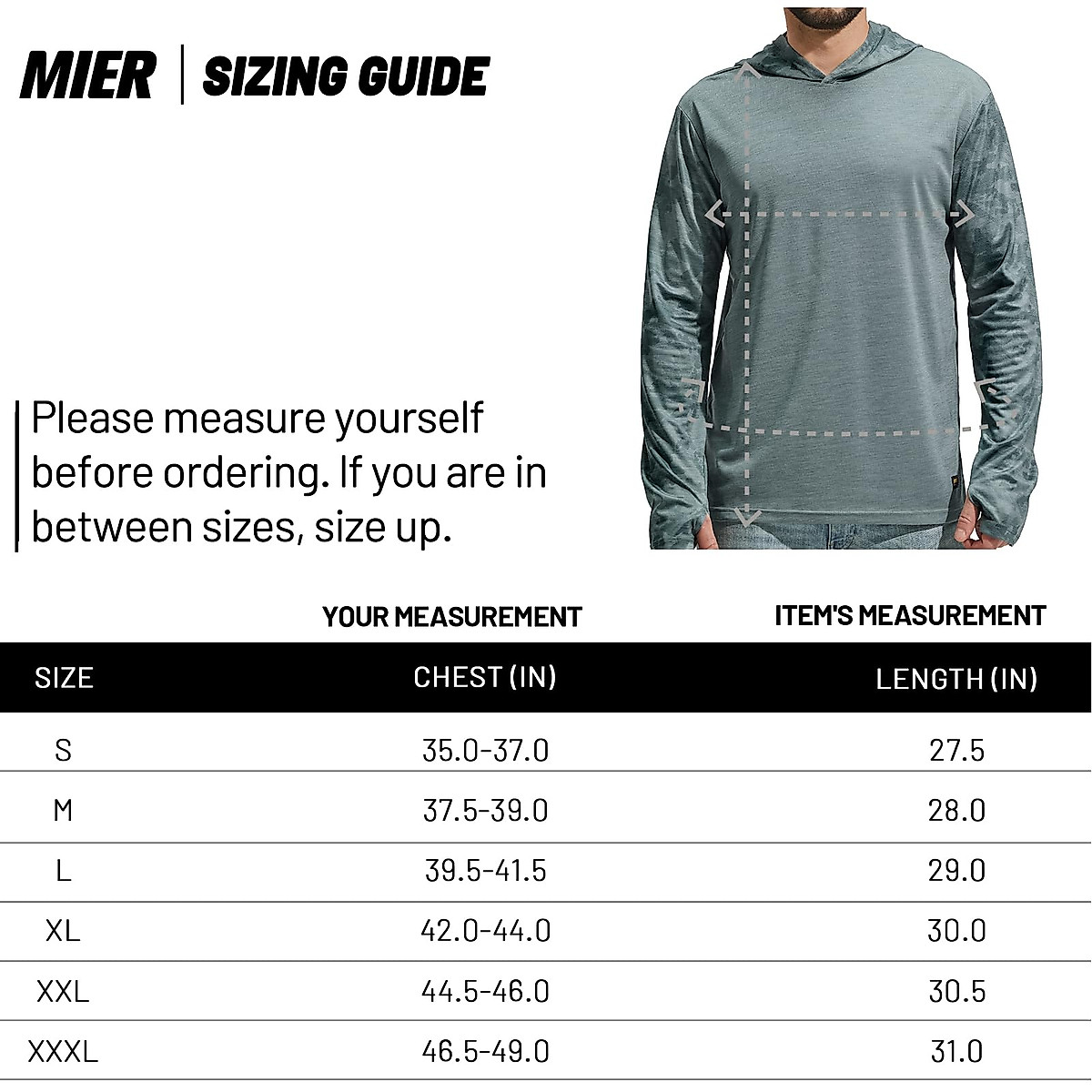 MIER Fishing Shirts for Men Running Hiking Sun Hooded Shirt Long Sleeve UV Resistant Surf Hoodie SPF Camo Shirts with Hood, Green, XL