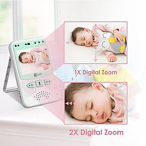 CanSHUO Baby Monitor, 2.4Ghz Video Baby Monitor with 900ft Long Range, Temperature, Infrared Night Vision, 2-Way Talk, High Capacity Battery
