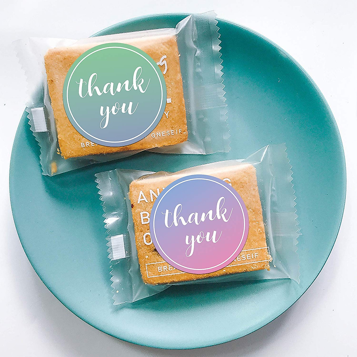 Color Thank You Stickers, 6 Different Gradient Rainbow Fashion Designs, 1.4 Inch, 500 Adhesive Labels Per Roll, Thank You Stickers for Small Business, Thank You Stickers for Wedding, Bridal Shower.