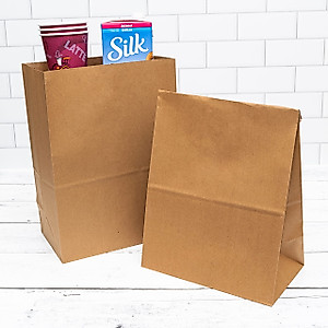 Prime Line Packaging Brown Paper Lunch Bags, Paper Sack for Grocery, Shopping, Delivery, Goodie, Take Out, Bakery, Bulk, 1/8 BBL, 10x6x14 100 Pack
