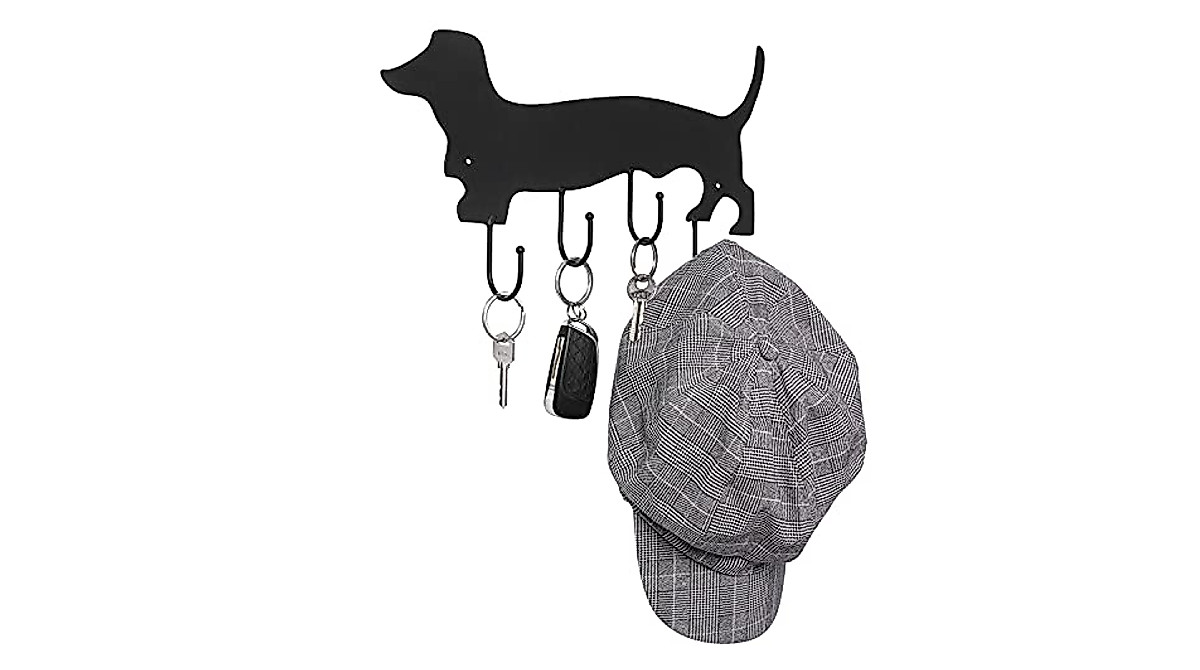 Charming Dachshund Wall Rack with 4 Hooks | MyGift